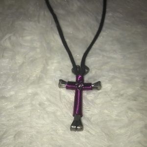 Handmade | Jewelry | Hot Pink Cross Necklace | Poshmark